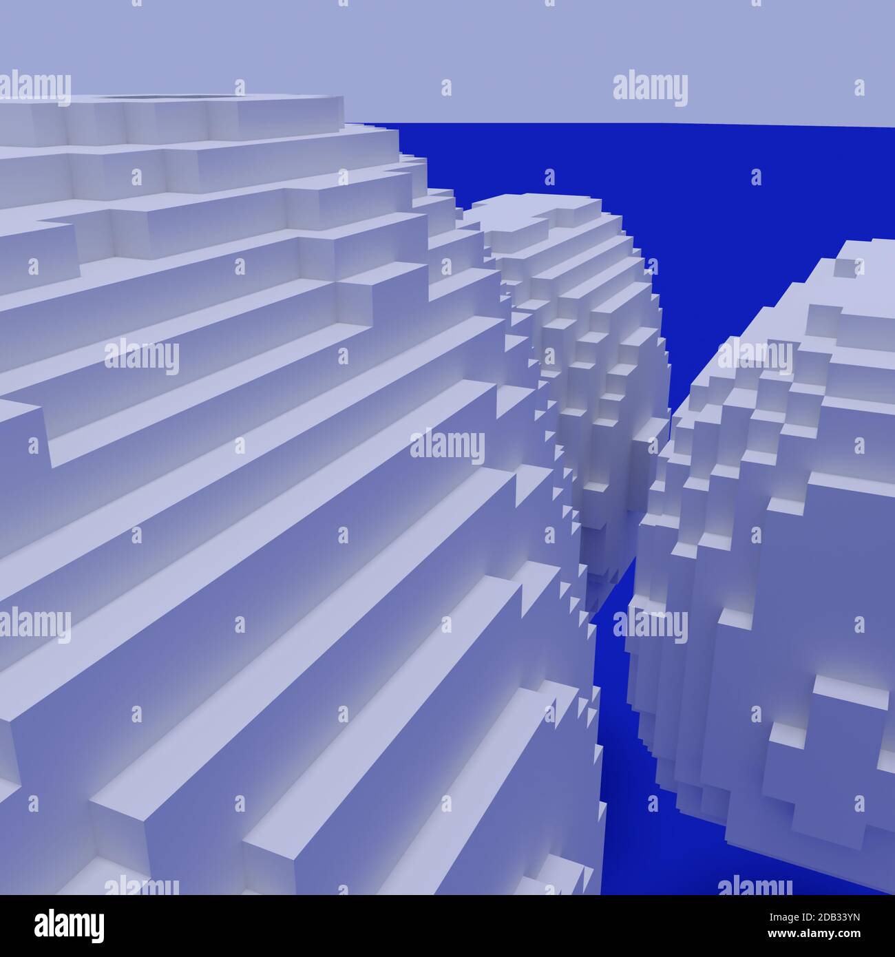 floating objects composed of white cuboids Stock Photo - Alamy