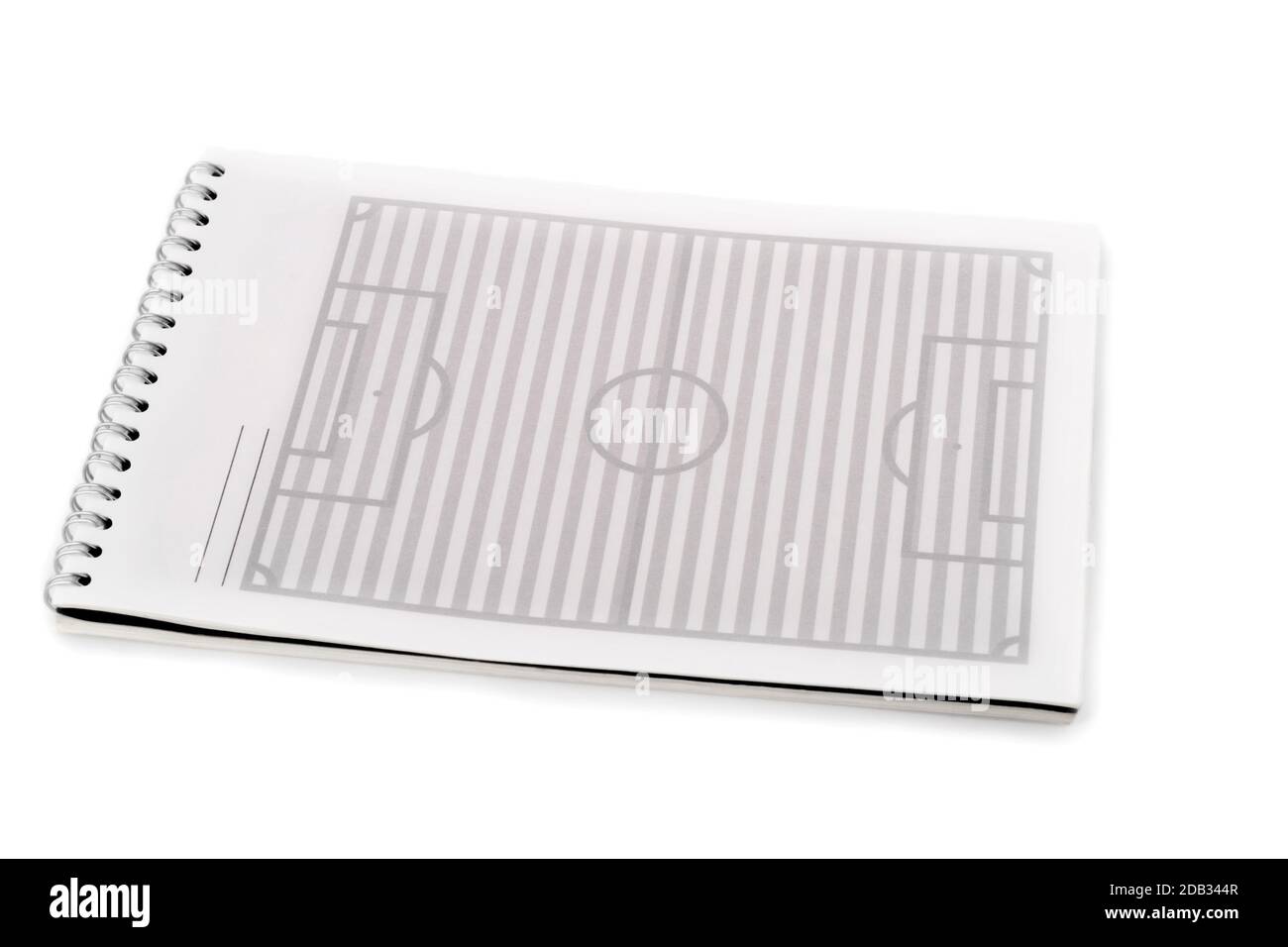 soccer field in spiral note pad , isolated on white background Stock ...
