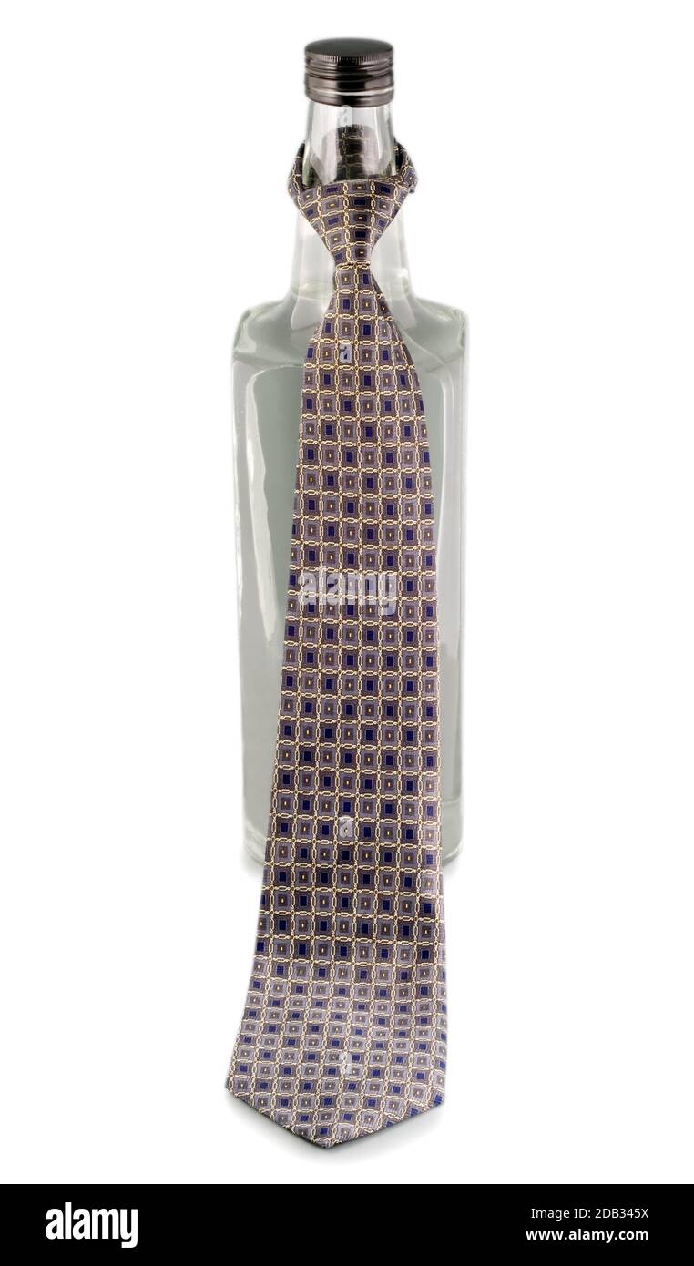 necktie in bottle vodka isolated on white background Stock Photo - Alamy