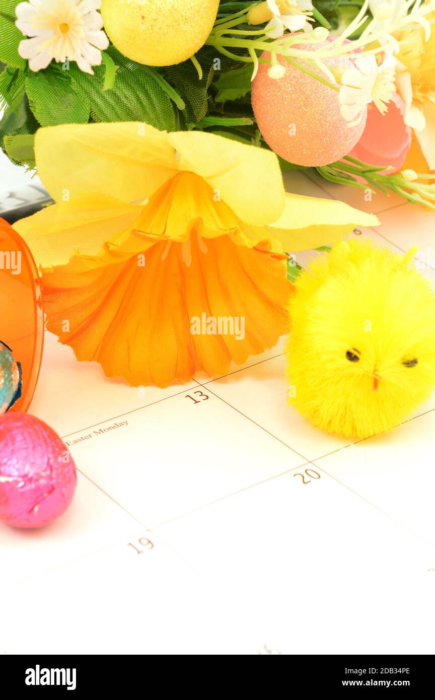 A closeup of the Easter Monday marked out on the calendar for the ...