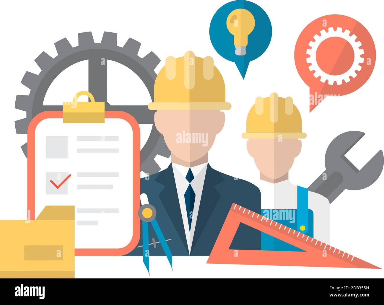 under construction ideas engineering illustration Stock Photo - Alamy