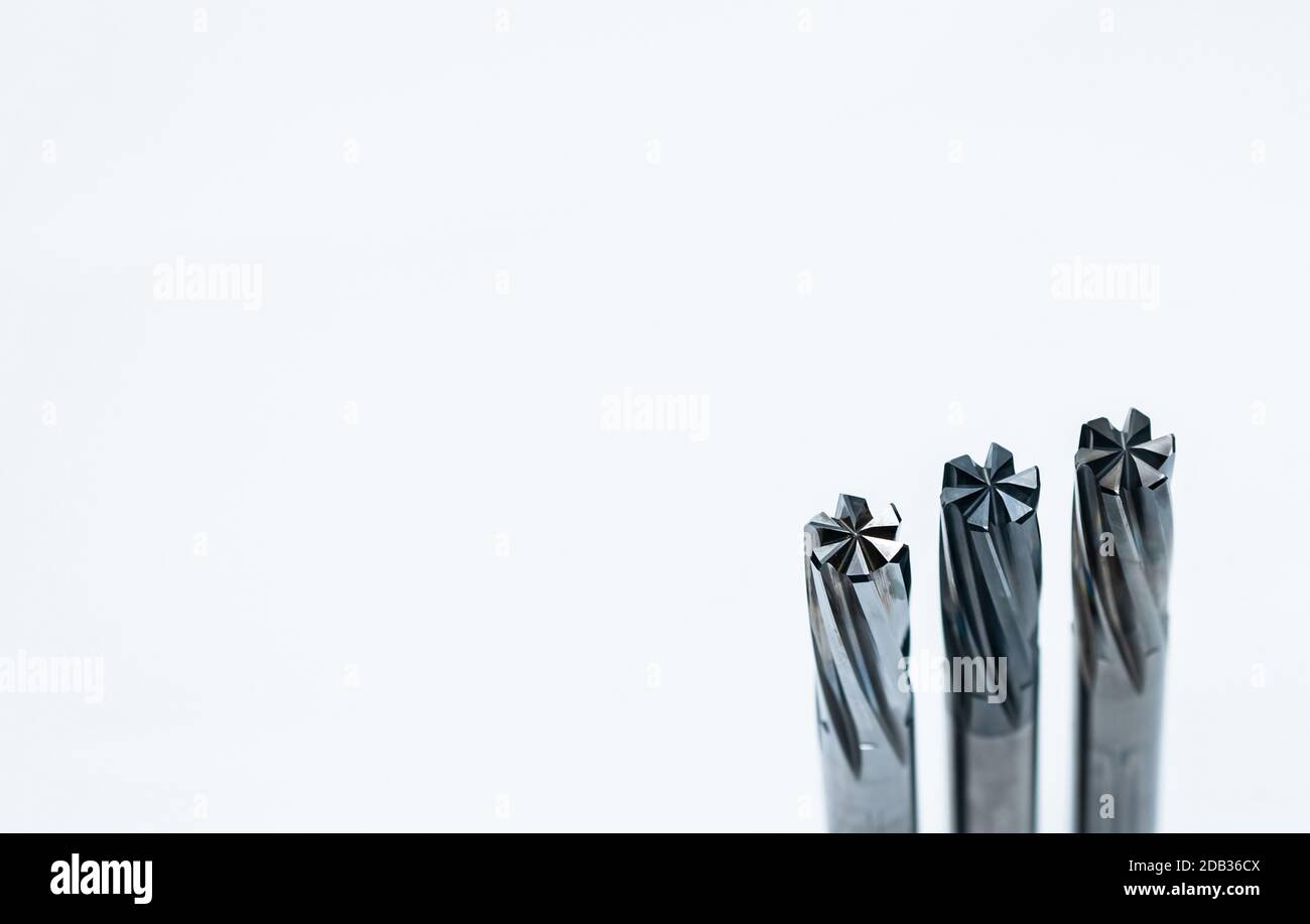 Special tools isolated on white background. Solid carbide end mill ...