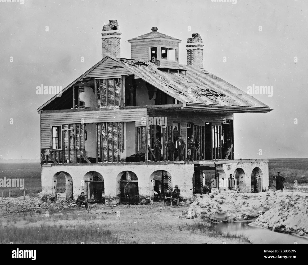 Morris Island, South Carolina. The Beacon House after the struggle for ...