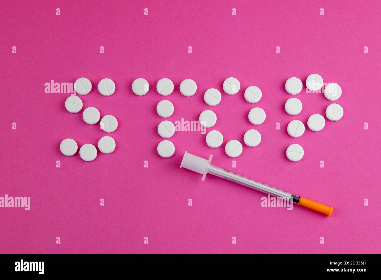 The word stop is made of tablets, the joy is an insulin syringe ...