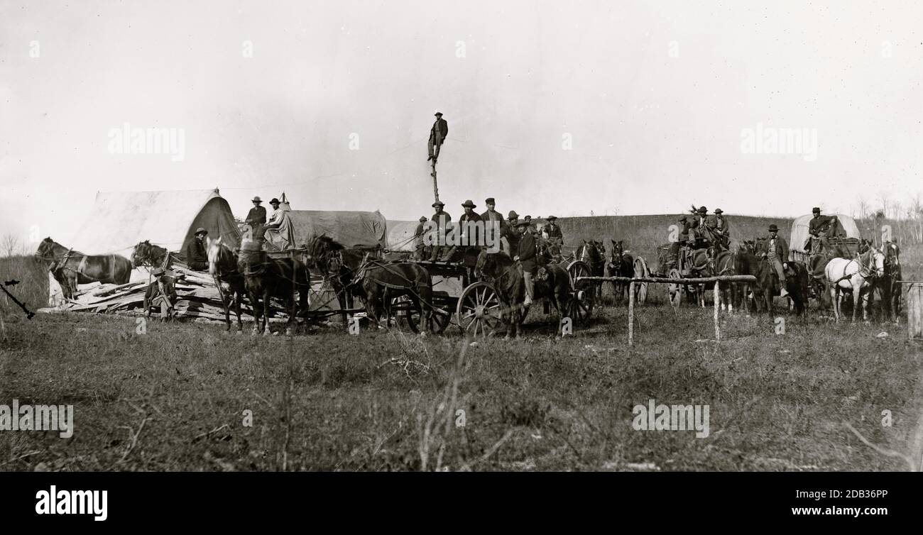 Brandy Station, Va. Wagons and men of the U.S. Military Telegraph ...