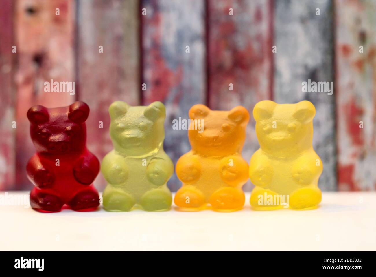Sweets for the sweet tooth. Rubber animals in a row Stock Photo - Alamy