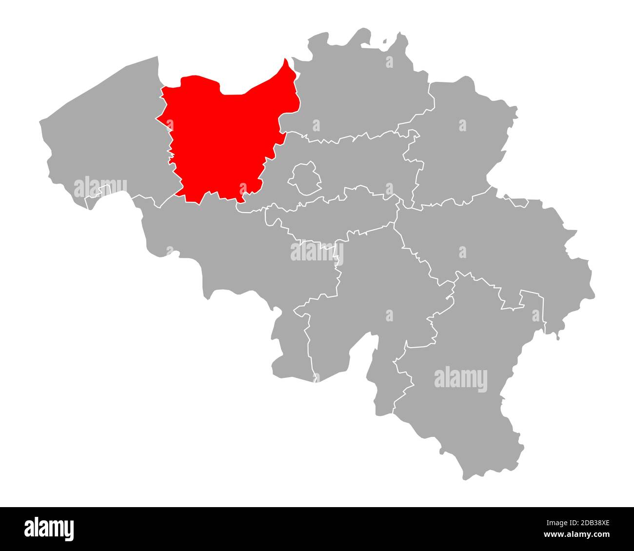 Map of East Flanders in Belgium Stock Photo - Alamy