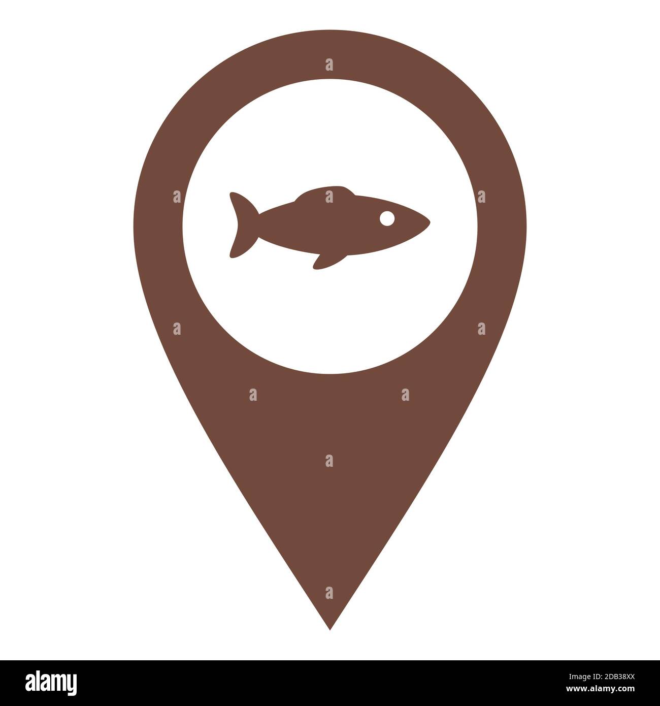 Fish and location pin Stock Photo - Alamy