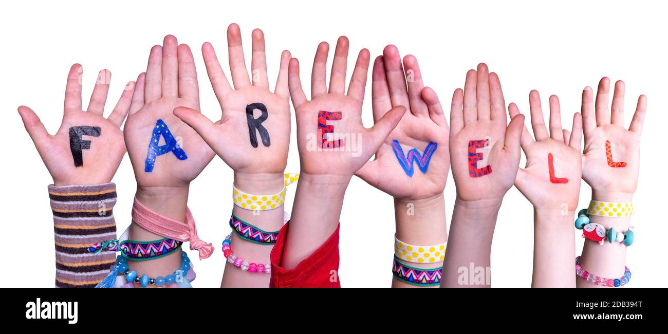 Children Hands Building Colorful Word Farewell. White Isolated ...