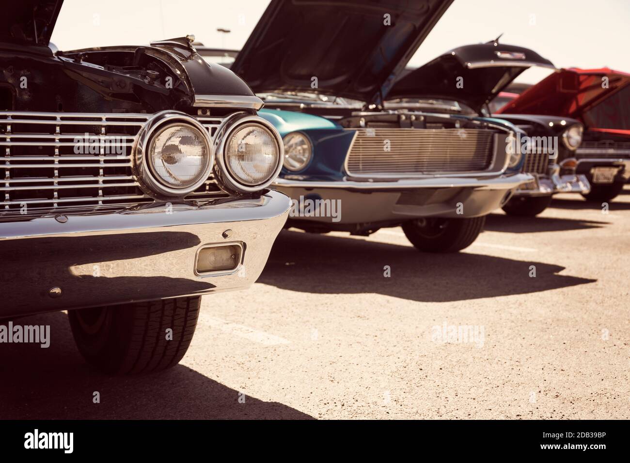 old cars parked in a row, vintage color Stock Photo - Alamy