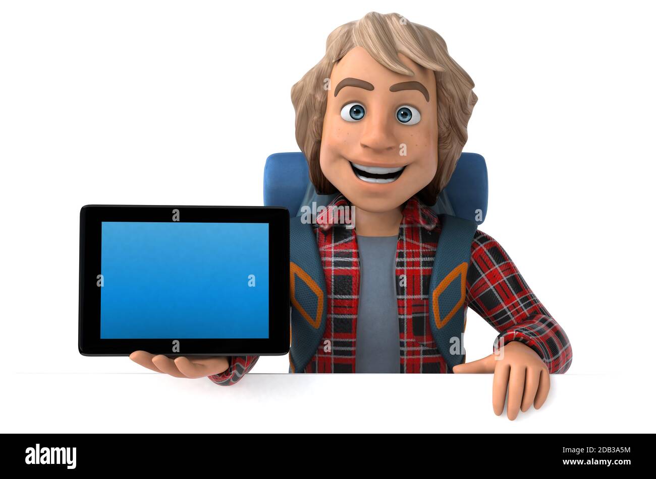 Fun backpacker cartoon guy Stock Photo - Alamy