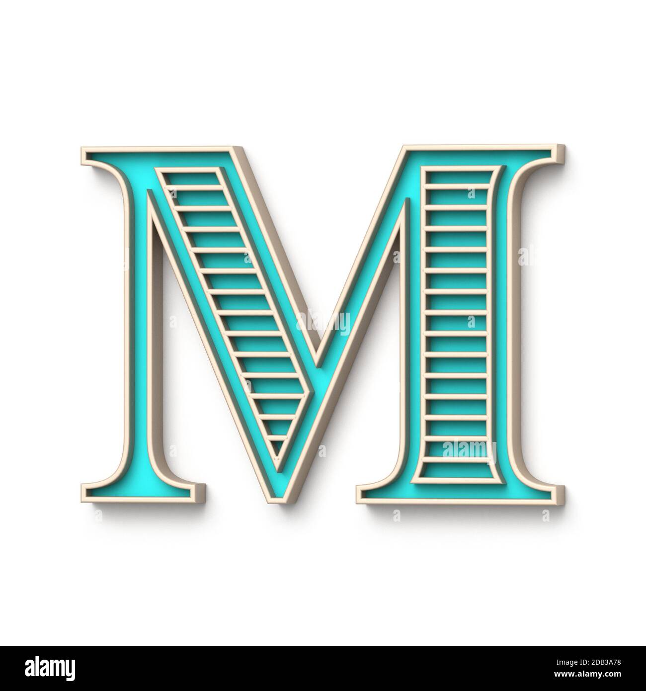 Classic old fashioned font Letter M 3D render illustration isolated on ...