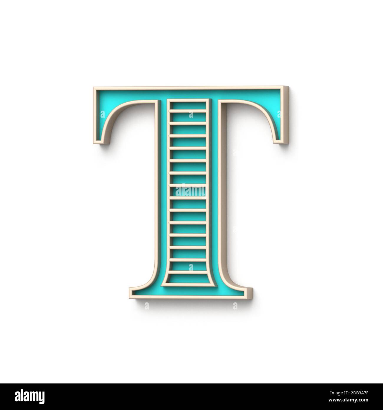 Classic old fashioned font Letter T 3D render illustration isolated on ...