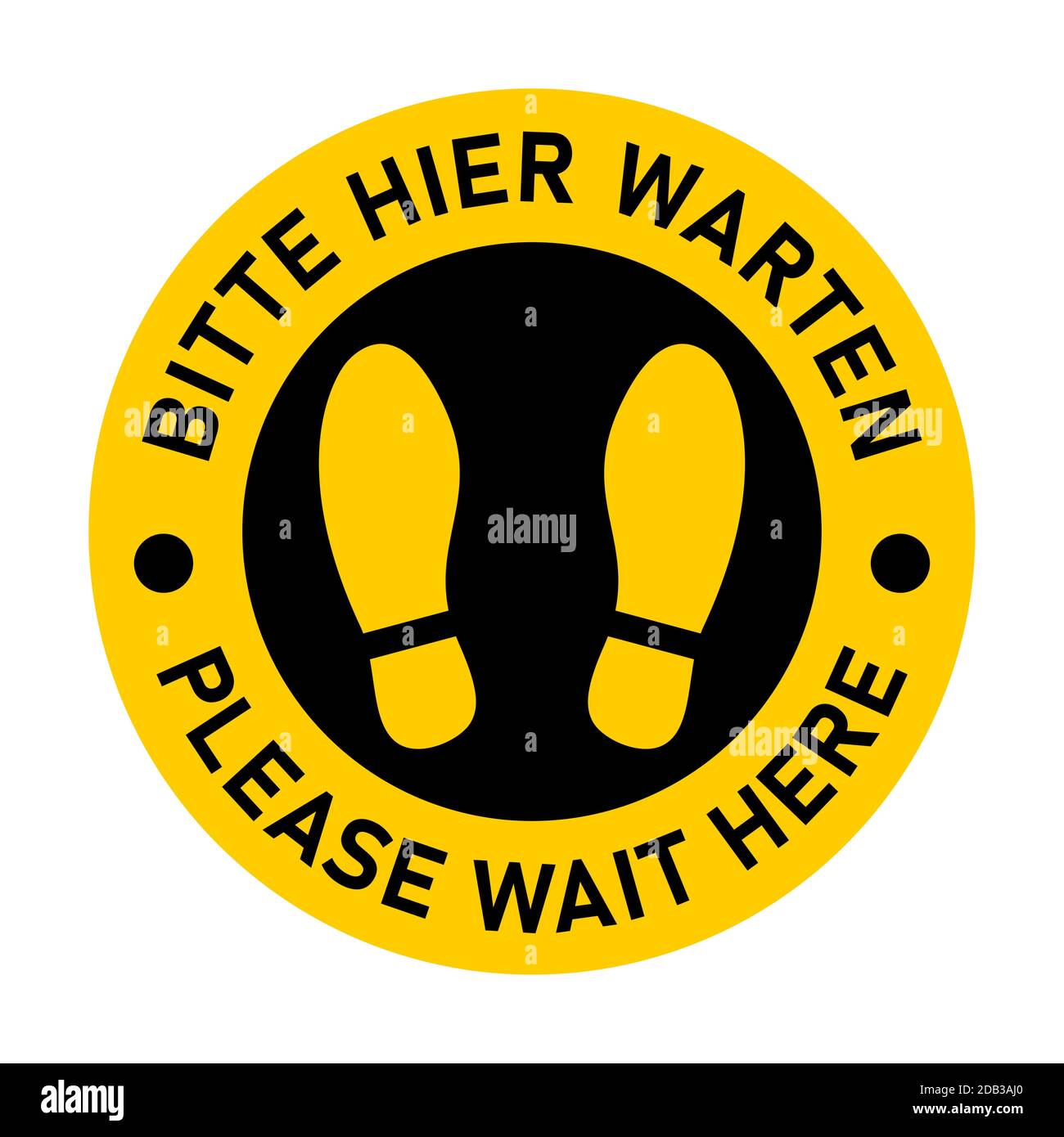 Bilingual German & English Round Floor Marking Icon with Shoeprints ...