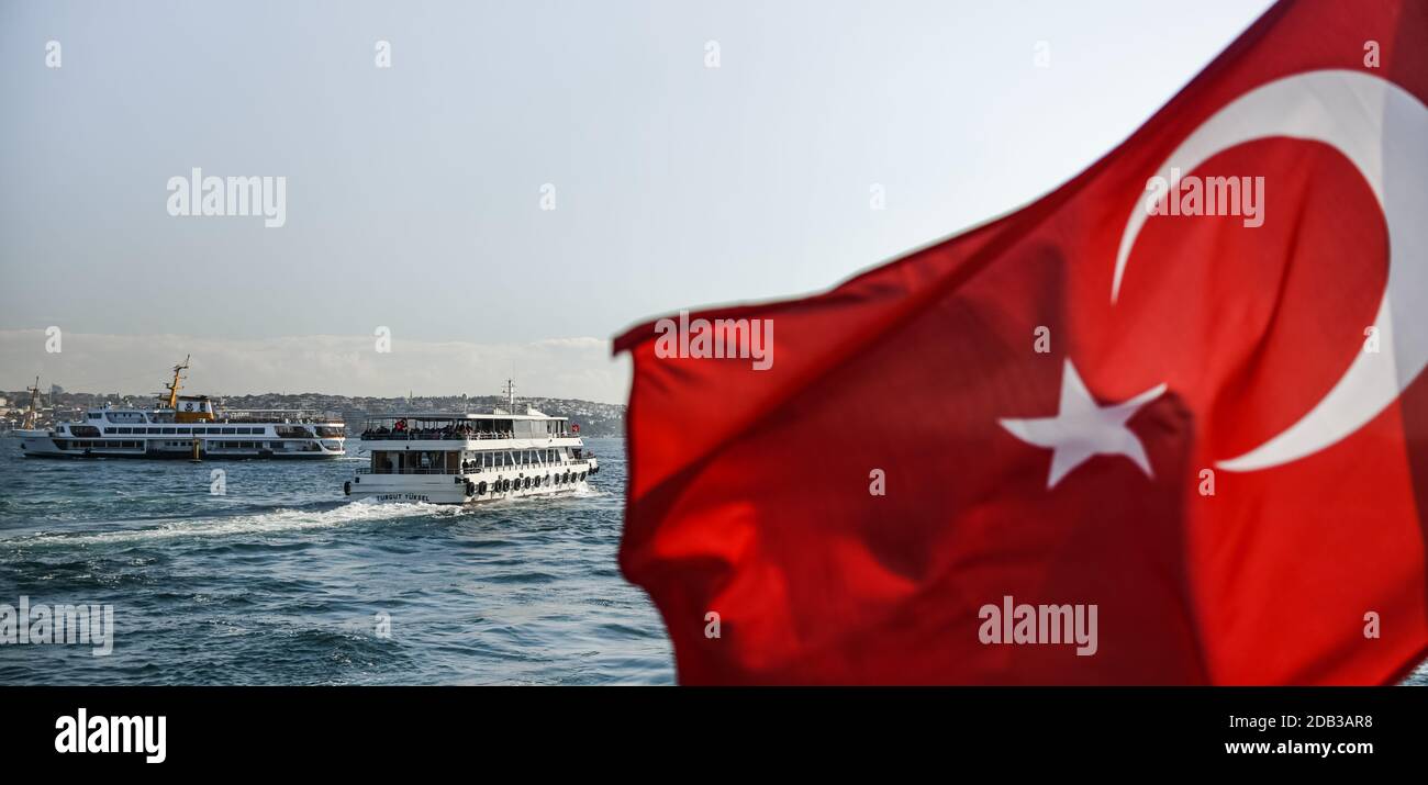 The flag of Turkey the symbol of the Turkish Republic of independence a ...