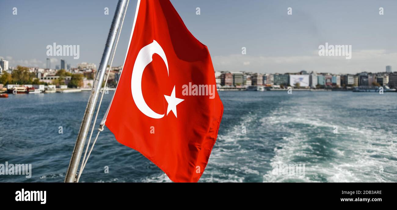 The flag of Turkey the symbol of the Turkish Republic of independence a ...