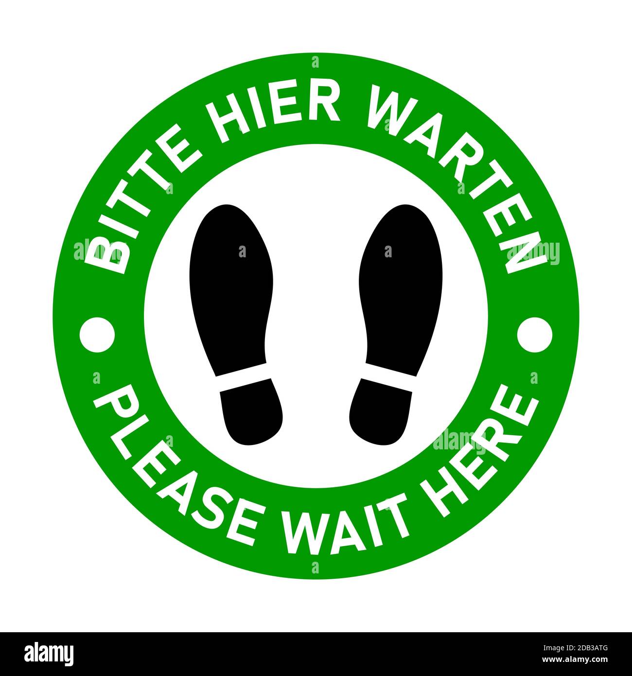 Bilingual German & English Round Floor Marking Icon with Shoeprints ...