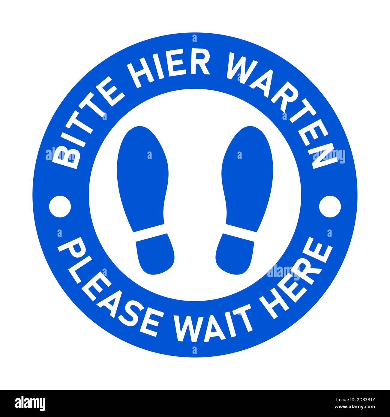 Bilingual German & English Round Floor Marking Icon with Shoeprints ...