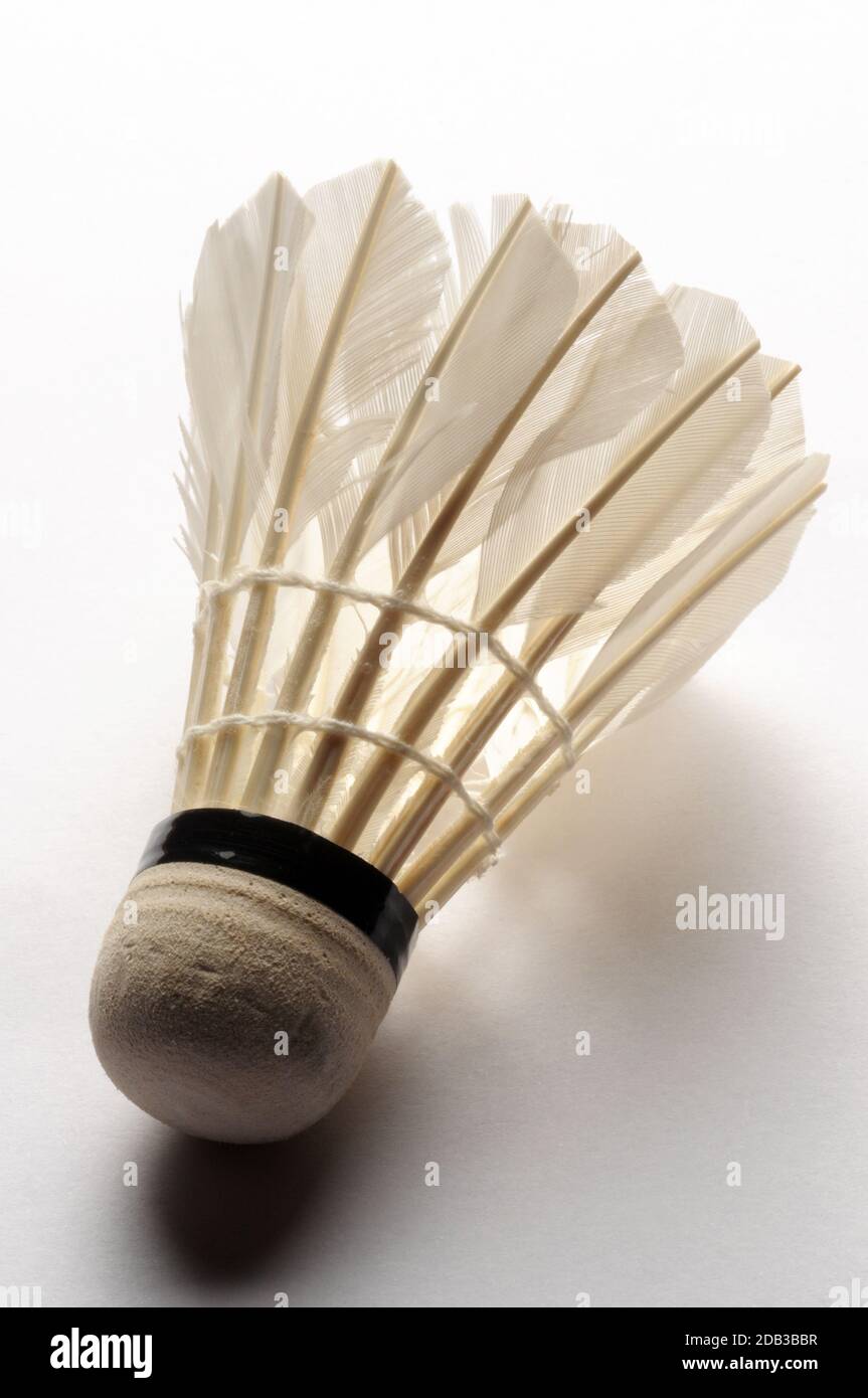 Shuttlecock with feather on white background Stock Photo - Alamy