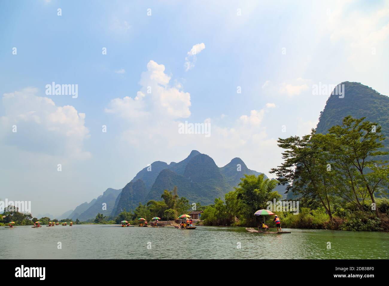 River rafting in the Yangshuo mountains, tourism in China Stock Photo ...