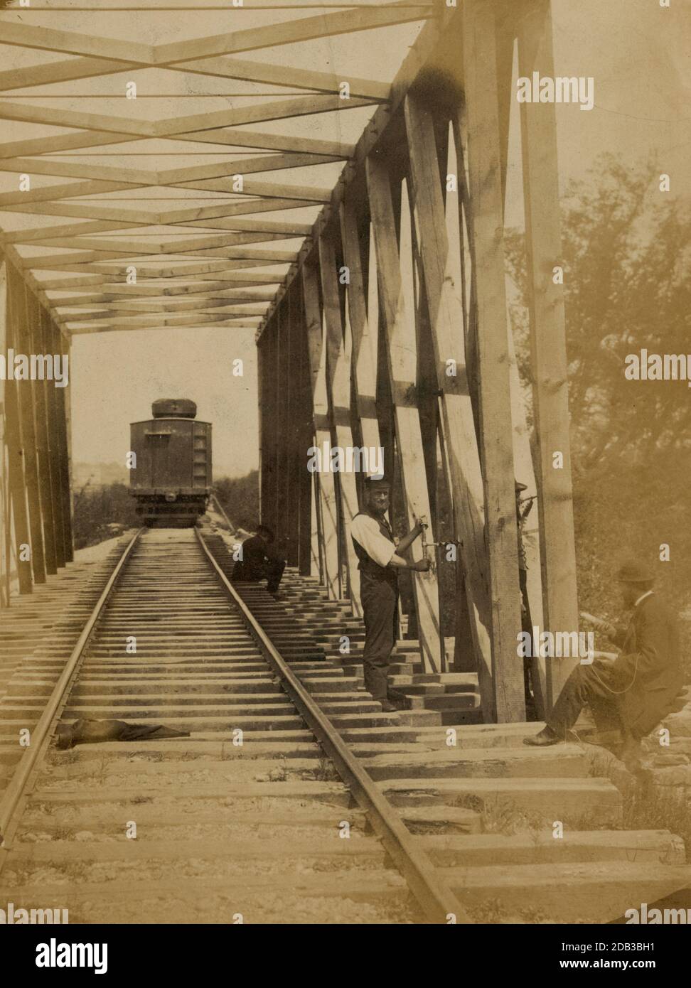 Military railroad operations in northern Virginia: men working on ...