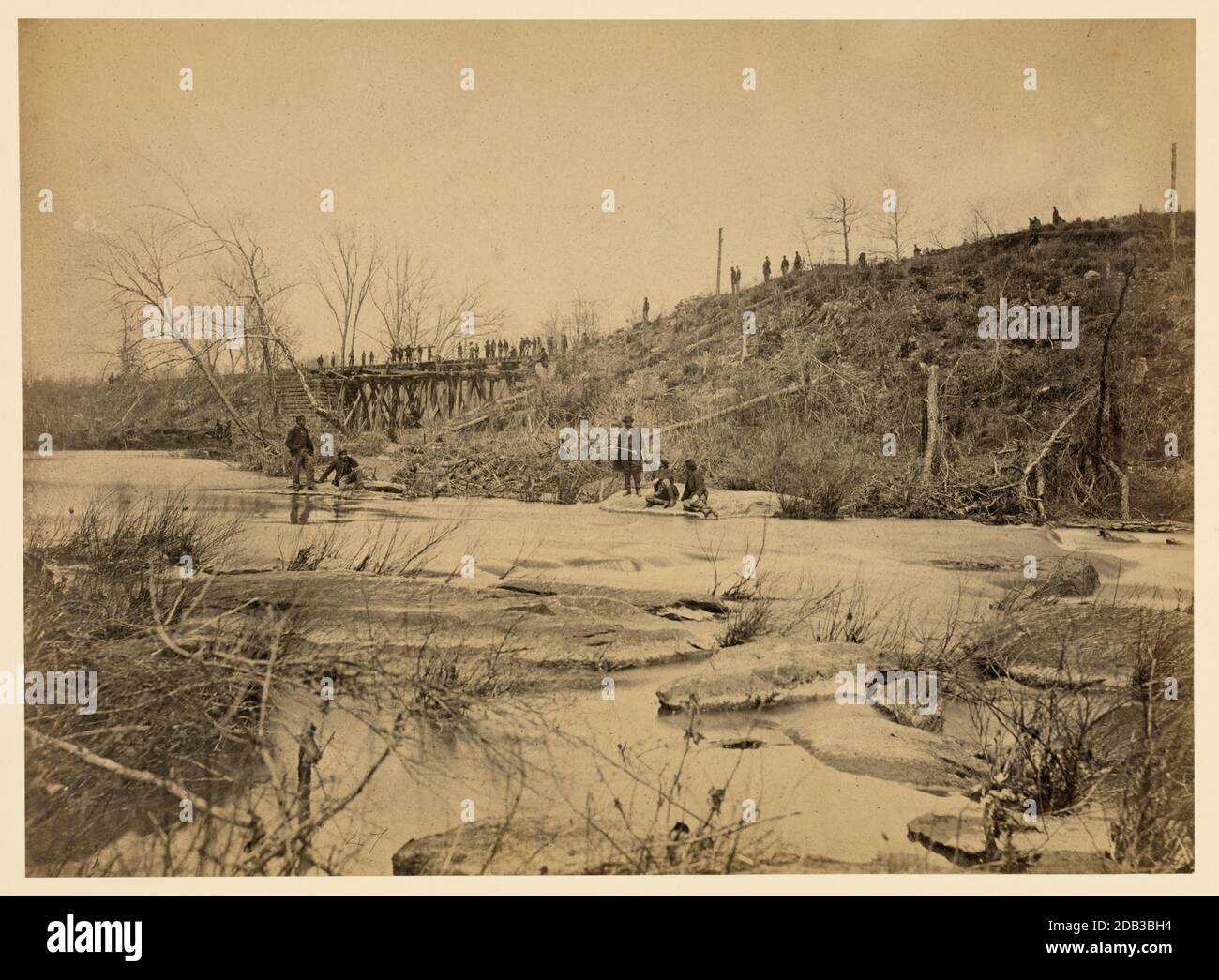 Repairing Bull Run Bridge. Construction Corps U.S.M.R. Railroads Stock ...