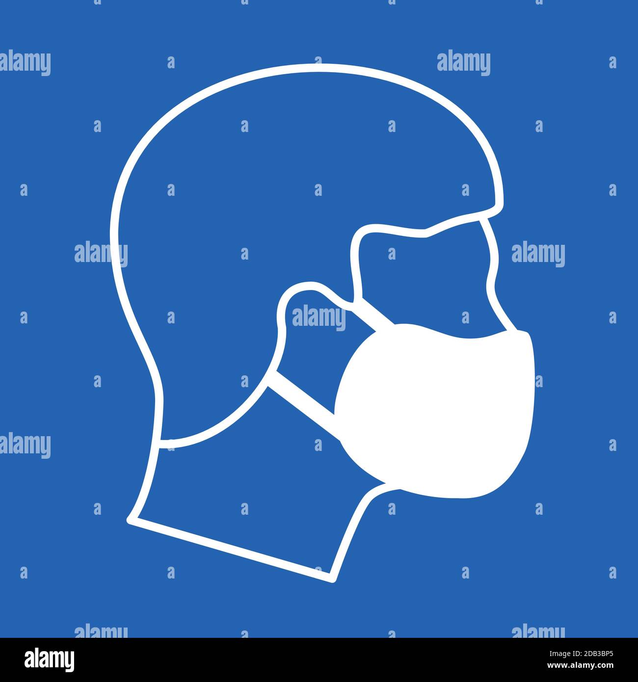 Respiratory protection with face mask and male head icon line art ...