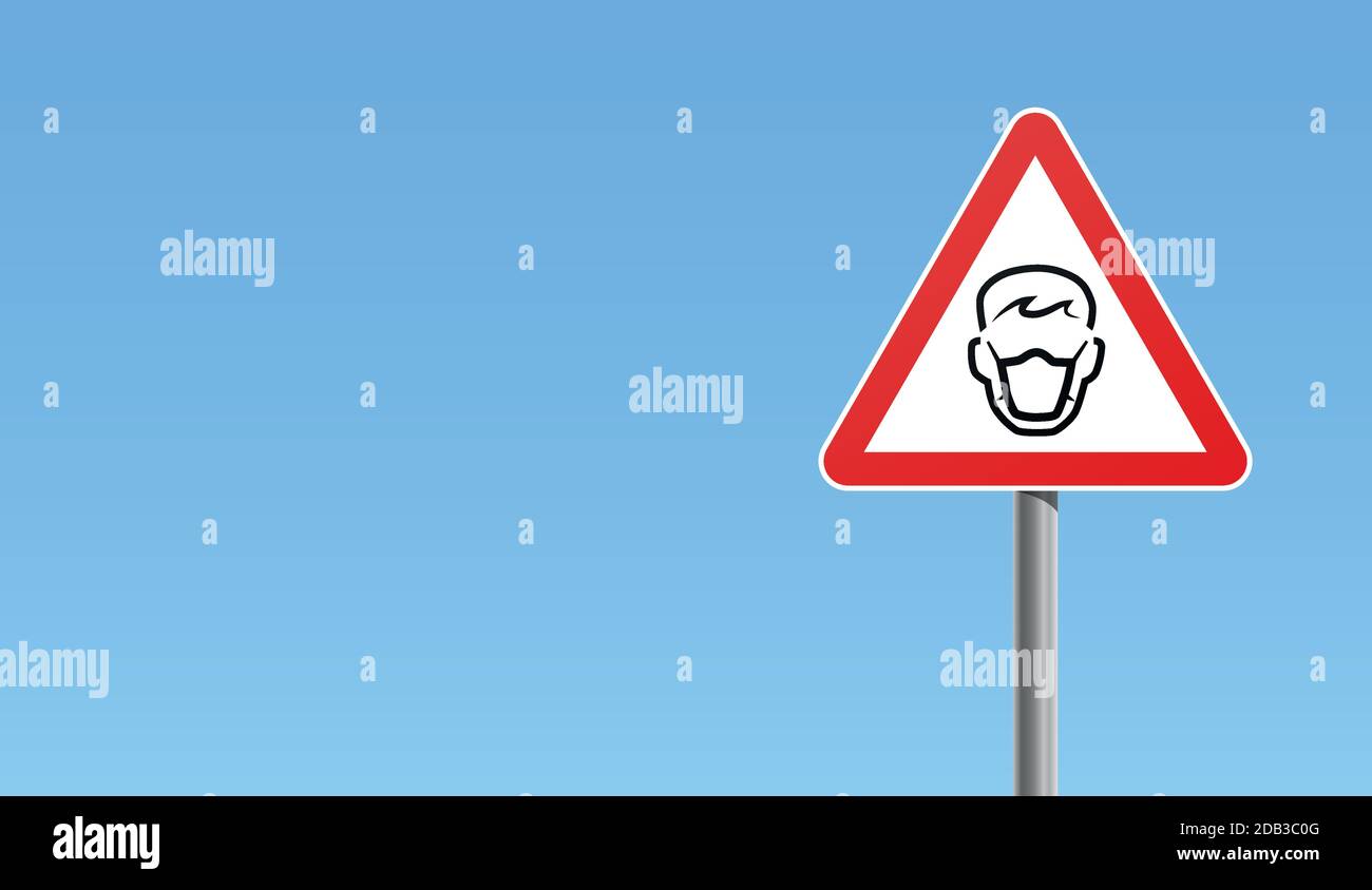 Respiratory protection face mask caution and warning sign with ...