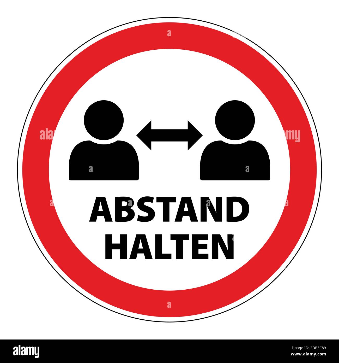 German keep distance sign with round shape and red frame vector ...