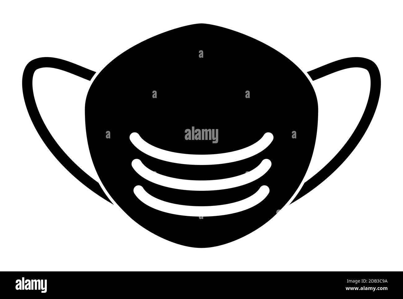 Respiratory protection and face mask simple black icon or symbol vector ...