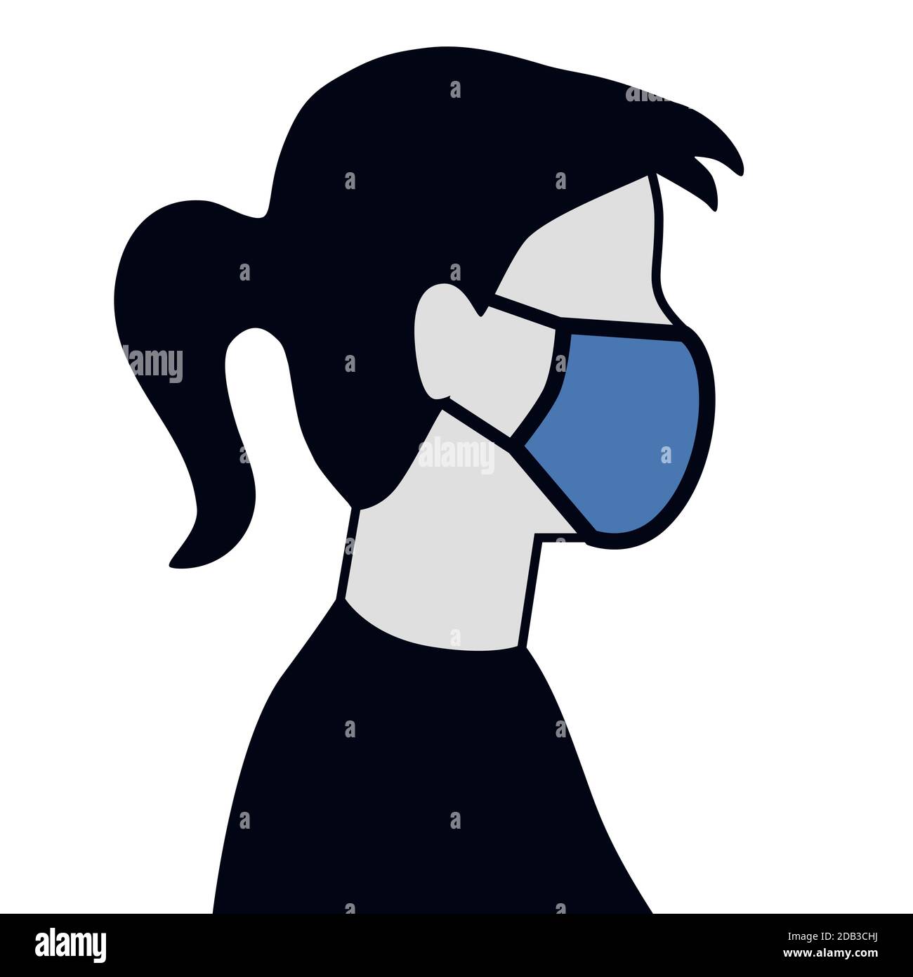 Woman wears protection face mask icon. Woman with respiratory protector ...