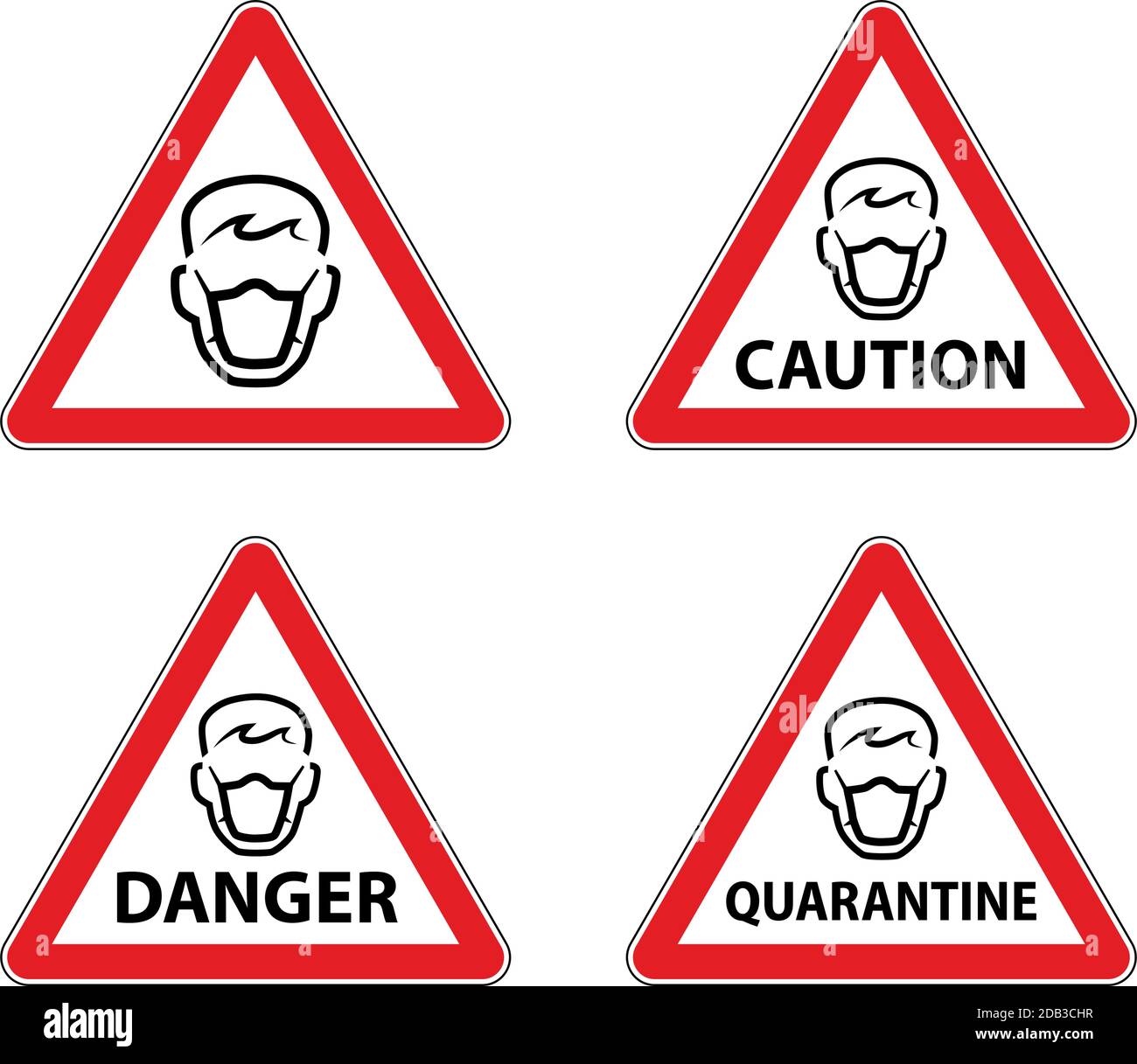 Respiratory protection quarantine caution and warning sign with ...