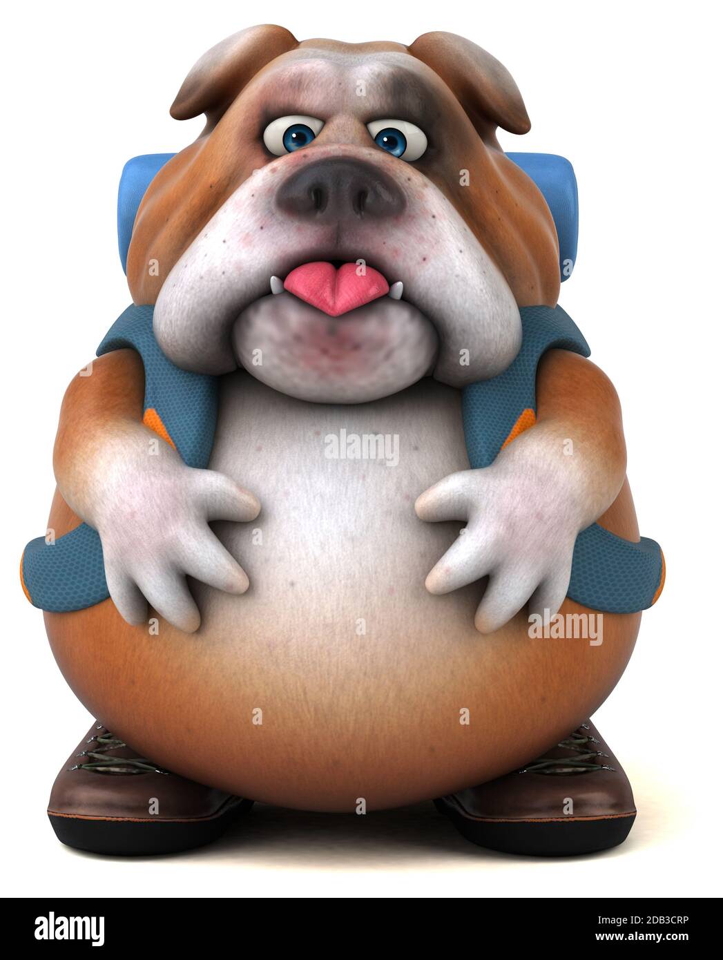 Fun backpacker bulldog cartoon character Stock Photo - Alamy