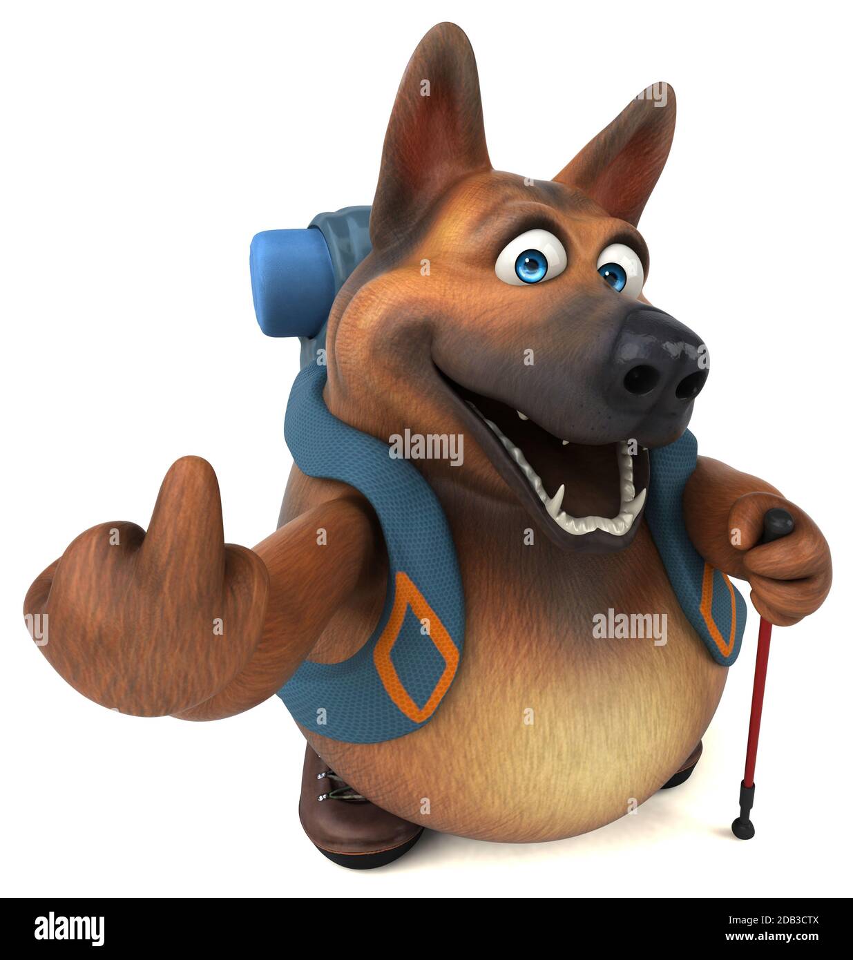 Fun backpacker german shepherd dog cartoon character Stock Photo - Alamy