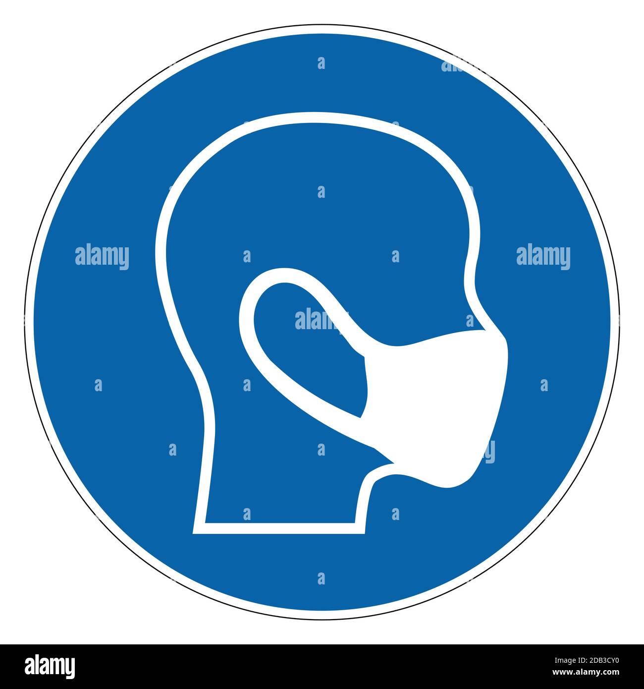 Person wears face mask for virus protection symbol on blue sign vector ...