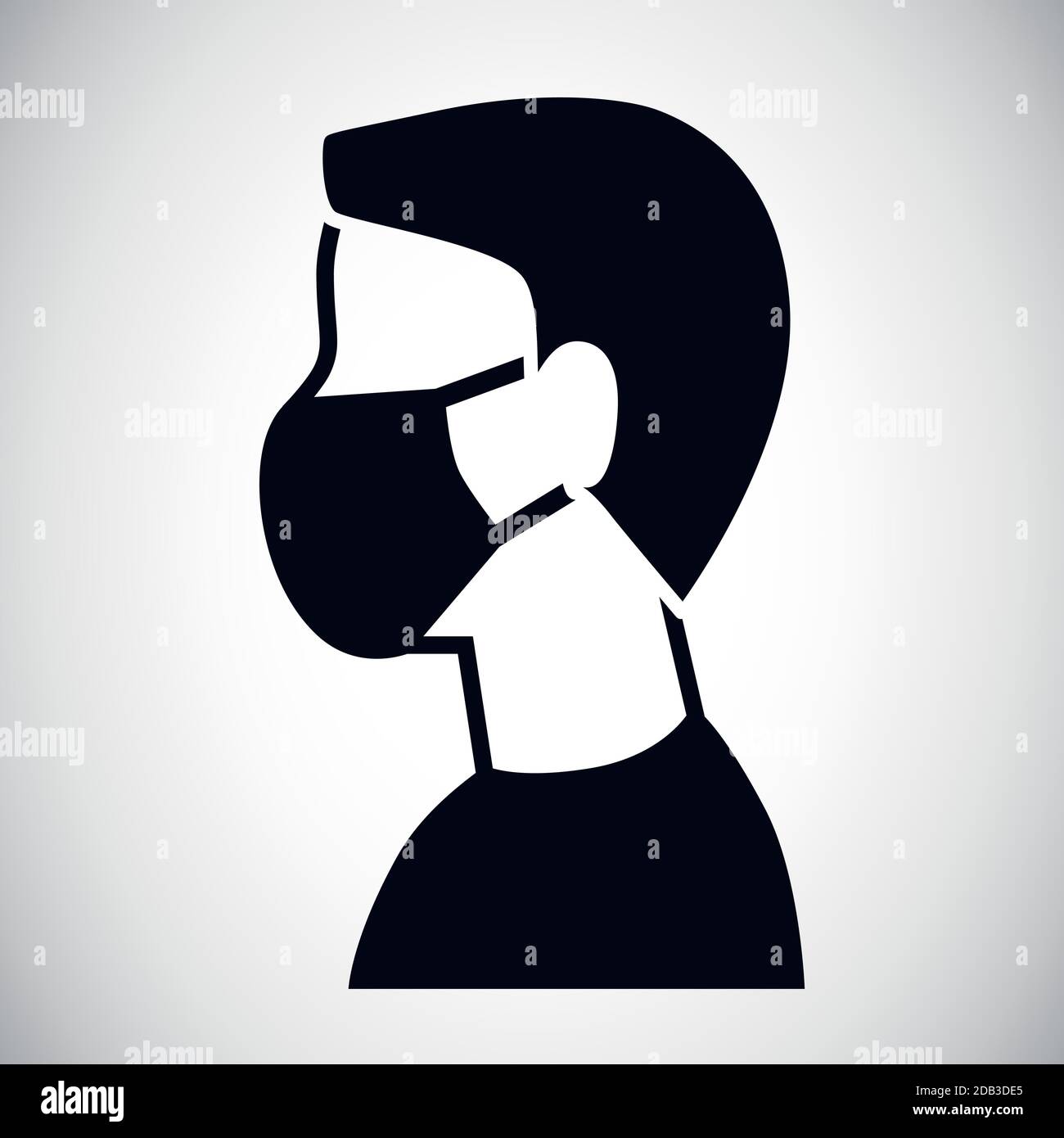 Man with virus protection face mask icon. Man with respiratory ...