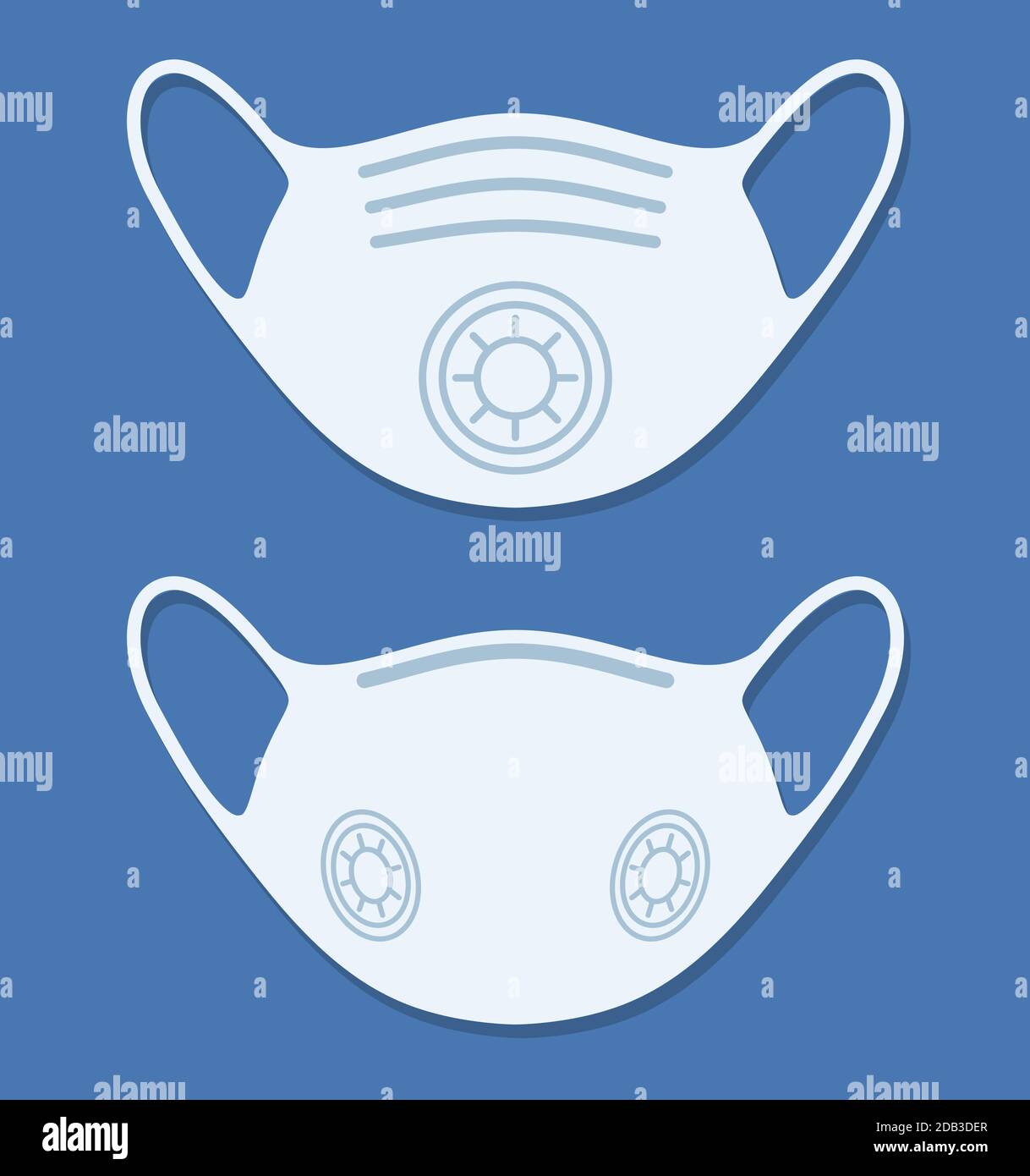 Blue ffp face mask icon or symbol flat design vector illustration Stock ...