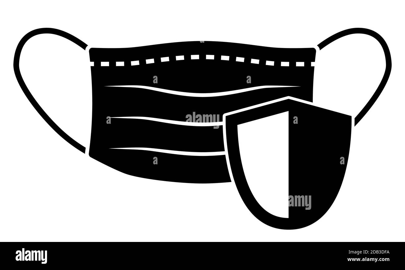 Face mask with protection shield icon or symbol for virus protection ...