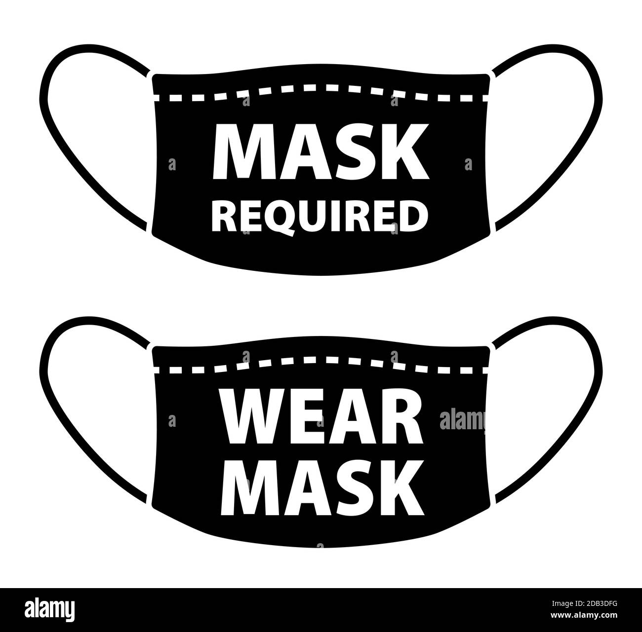 Wear face mask and mask required and requirement icons vector ...