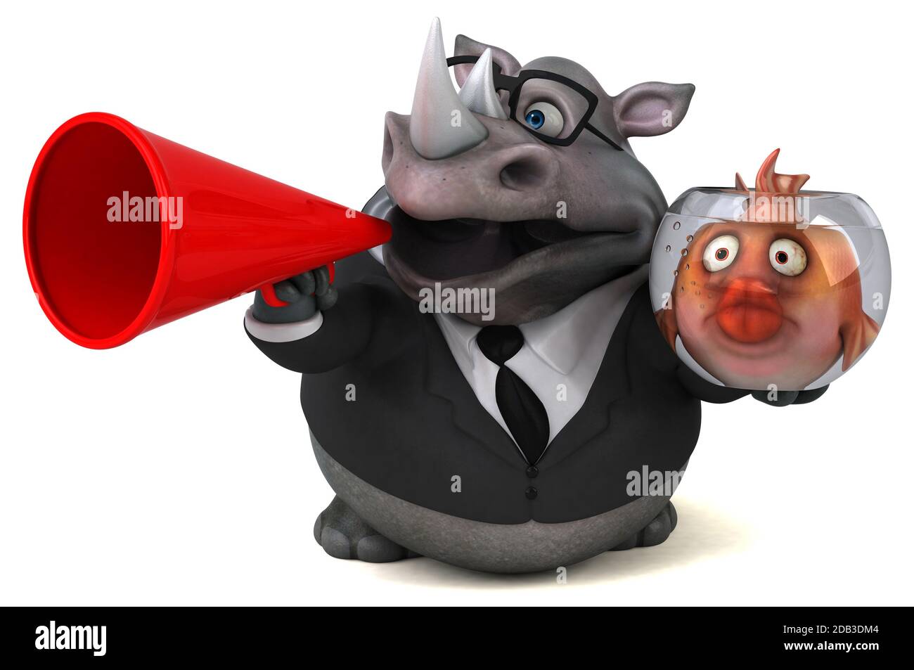 Fun rhino - 3D Illustration Stock Photo - Alamy