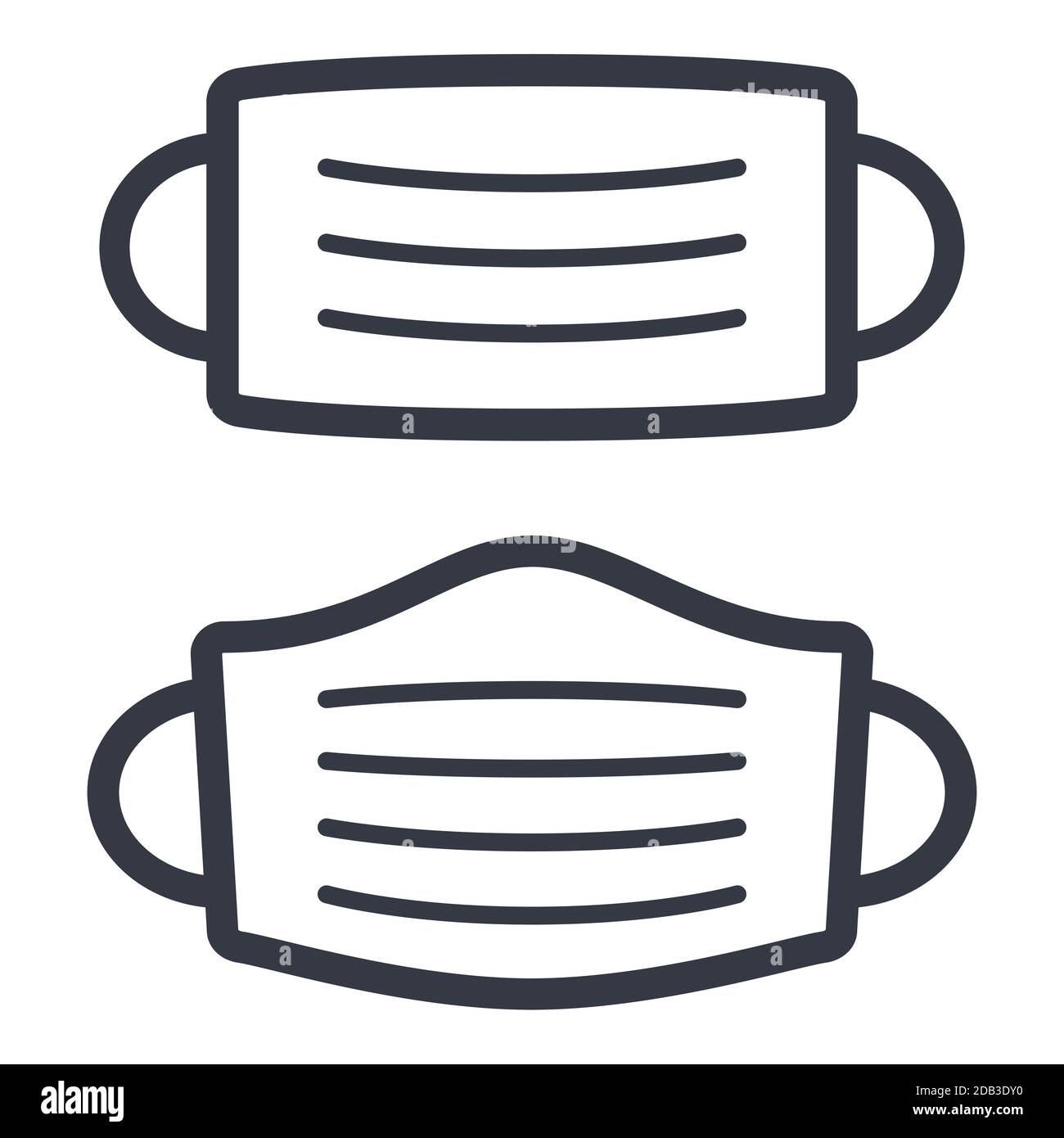 Simple protection face mask outline icons or symbols vector ...