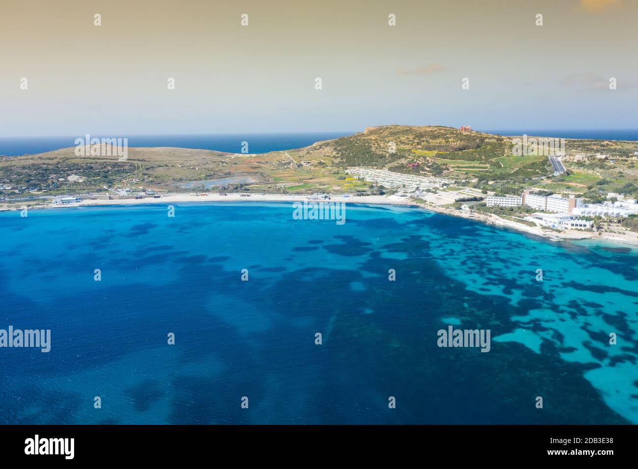 Aerial view of the famous Mellieha Bay in Malta island Stock Photo - Alamy