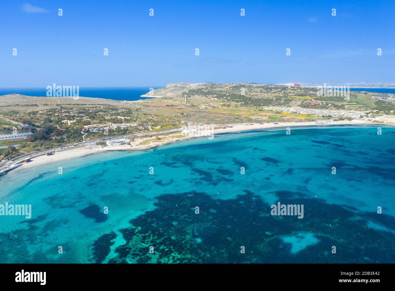 Aerial view of the famous Mellieha Bay in Malta island Stock Photo - Alamy