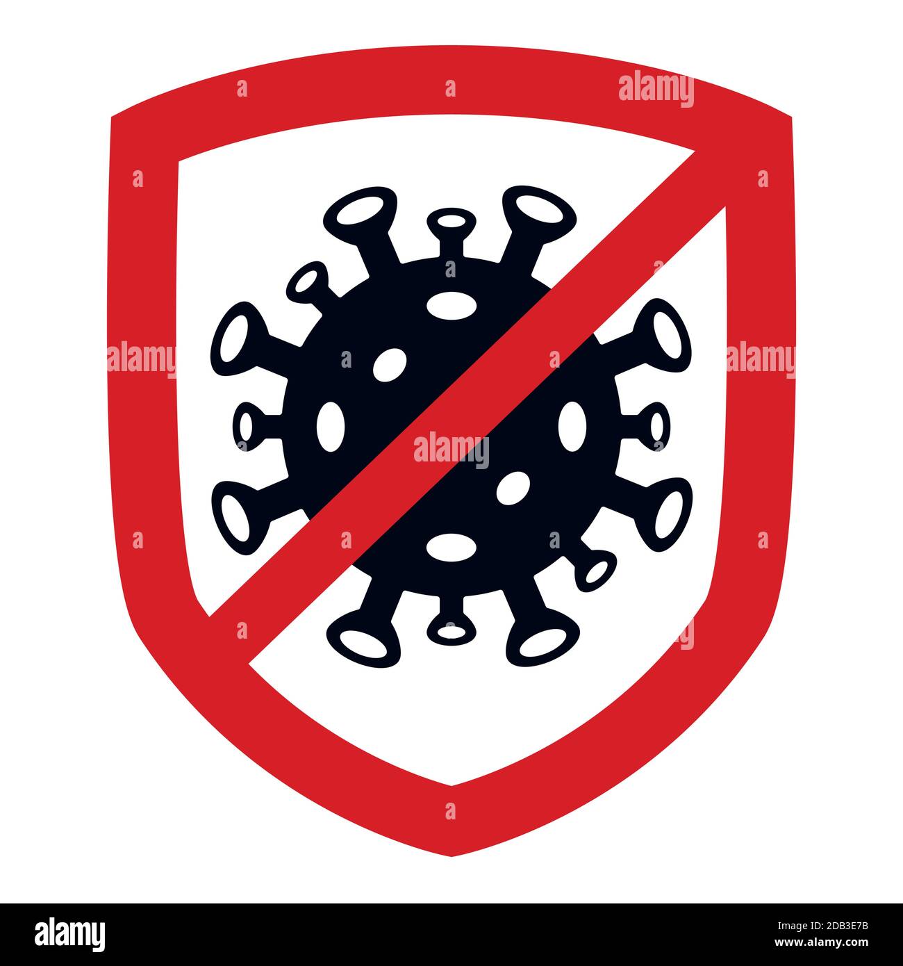 Anti covid virus symbol or icon with protection shield shape vector ...