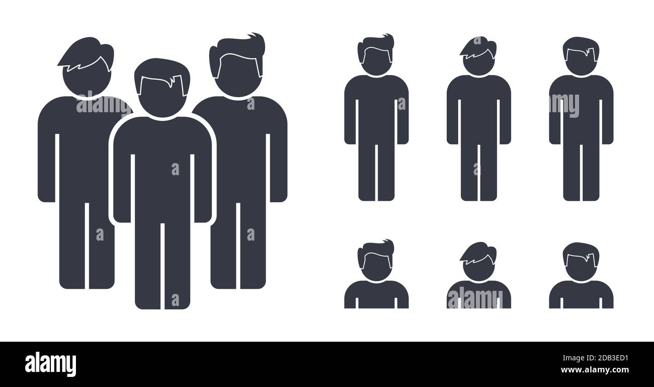 Icons of different persons for team friends crowd or group theme ...