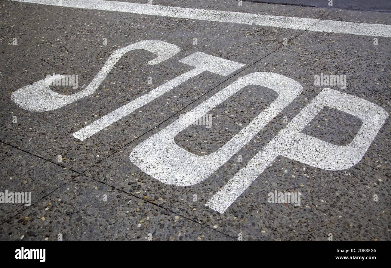 Detail of traffic sign, prohibition and traffic regulations Stock Photo ...