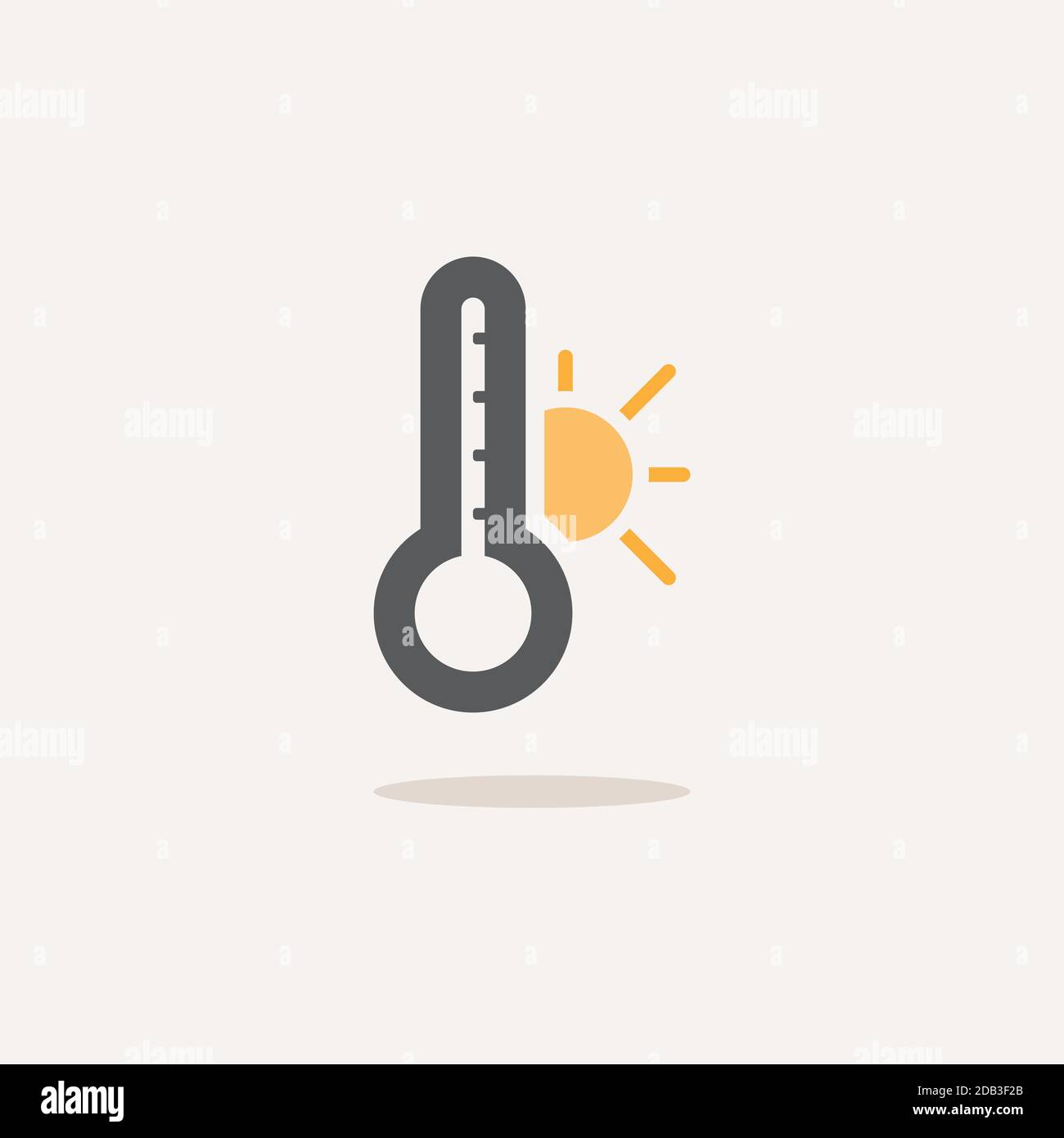 Thermometer and sun. Summer temperature. Color icon with shadow ...