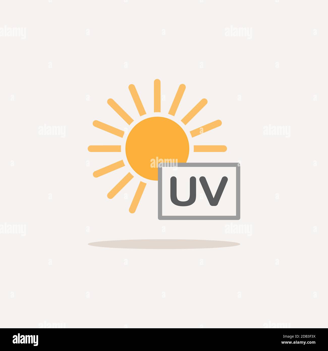 Ultra violet rays sun. Color icon with shadow. Weather glyph vector ...