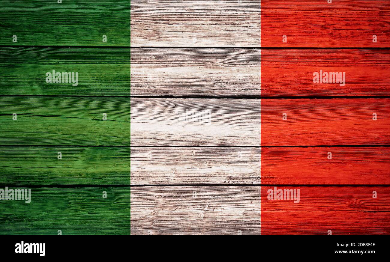 Italy national flag colors painted on old wooden plank background Stock ...