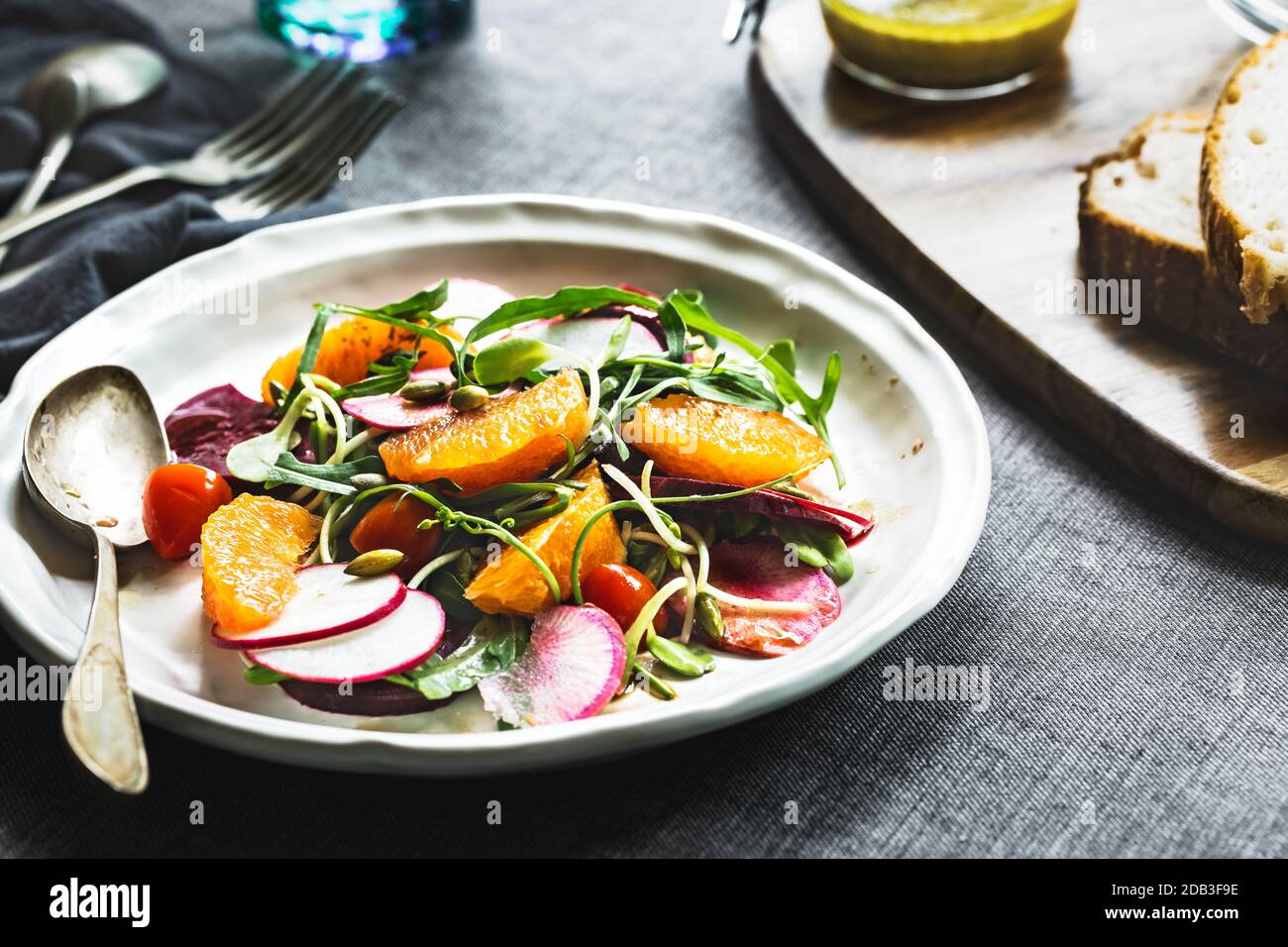 Orange with Beetroot, Rocket ,Radish ,Sun flower sprout and Pumpkin ...